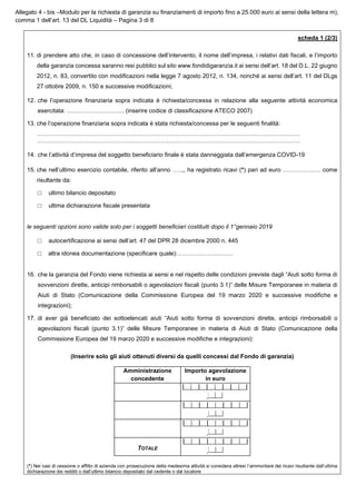 Modulo ABI per i finanziamenti fino a 25000 euro Covid-19 | PDF | Financial Assistance ...