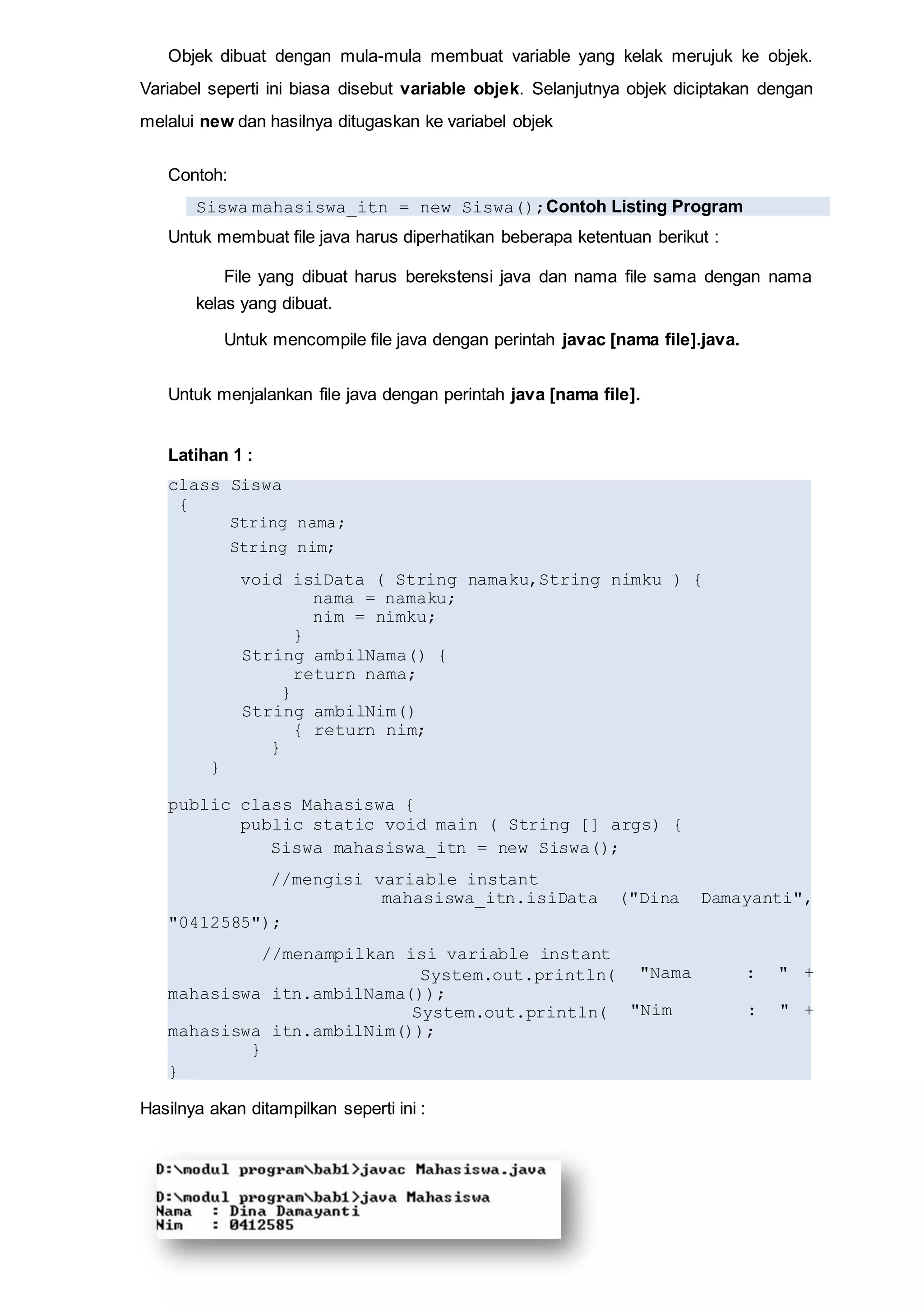 Modul Object Oriented Programming | PDF Modul Object Oriented Programming | PDF