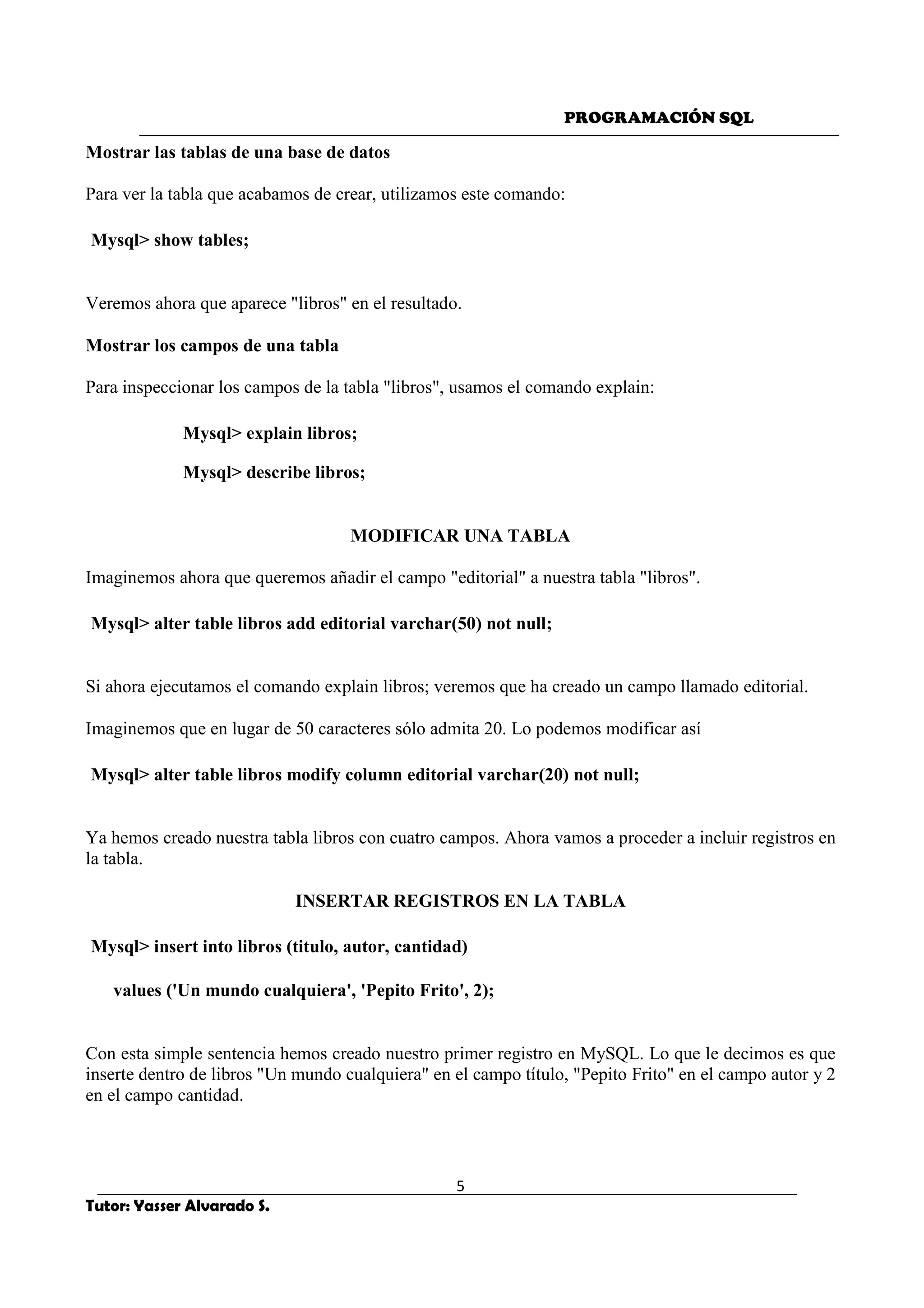 Modulo de programacion sql unidad II | PDF