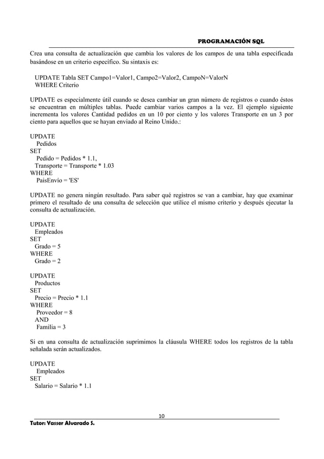 Modulo de programacion sql unidad II | PDF