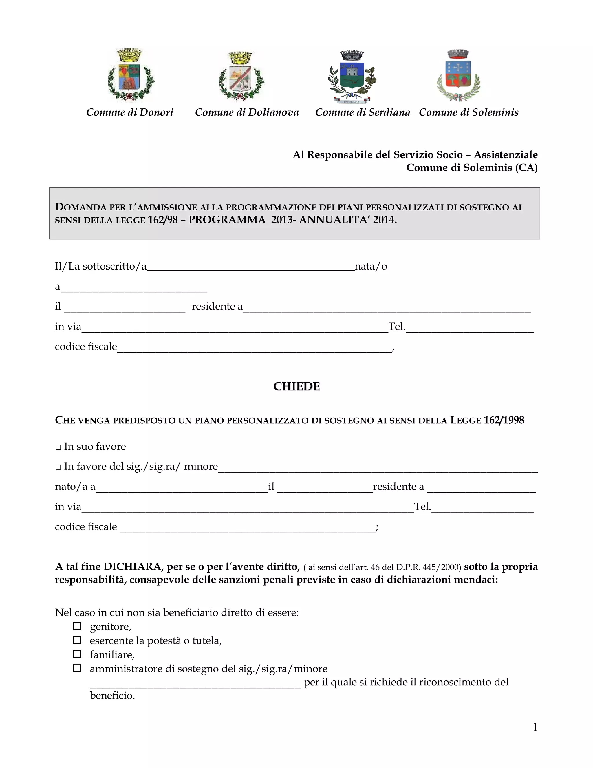 Modulo domanda 162 | DOC