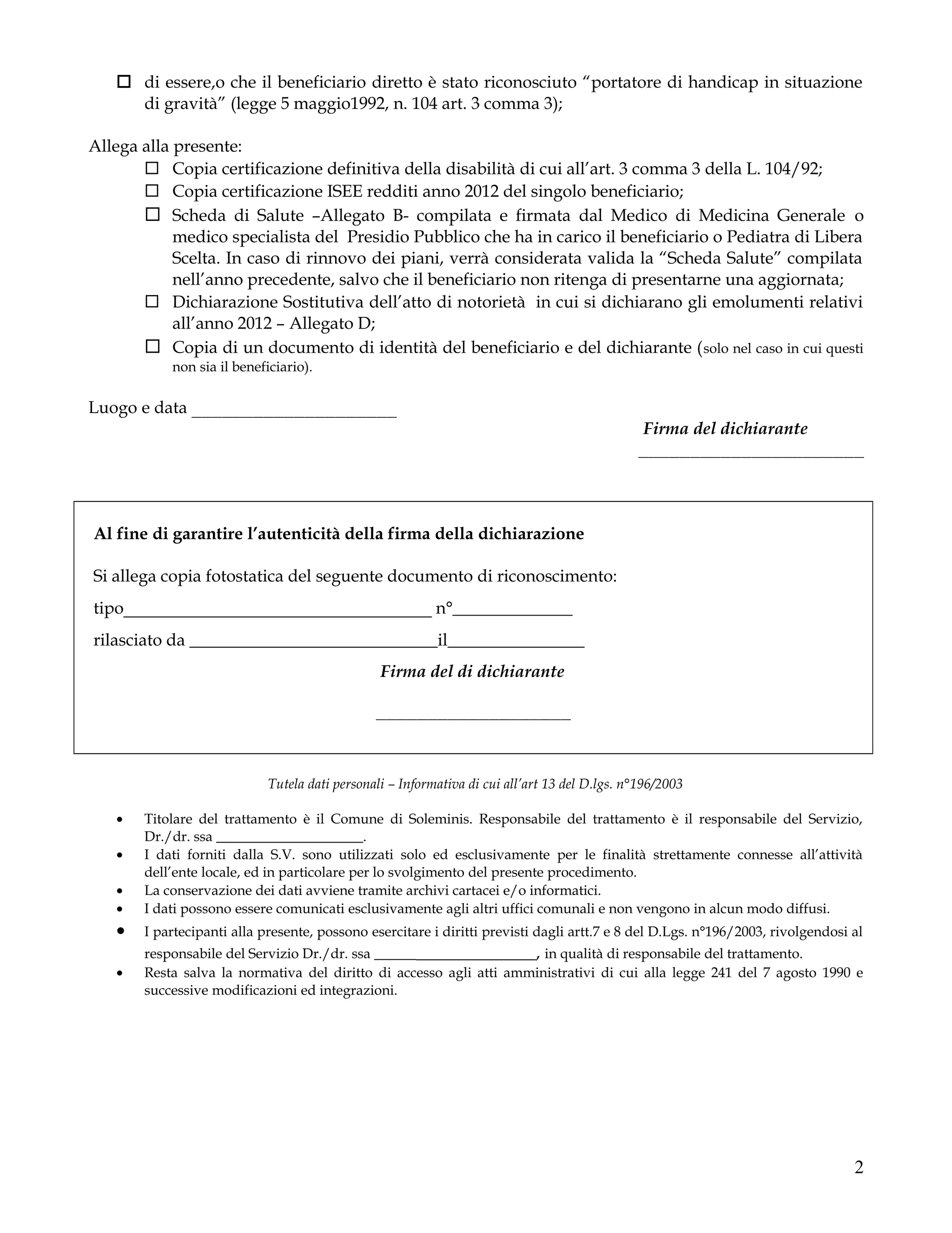 Modulo domanda 162 | DOC
