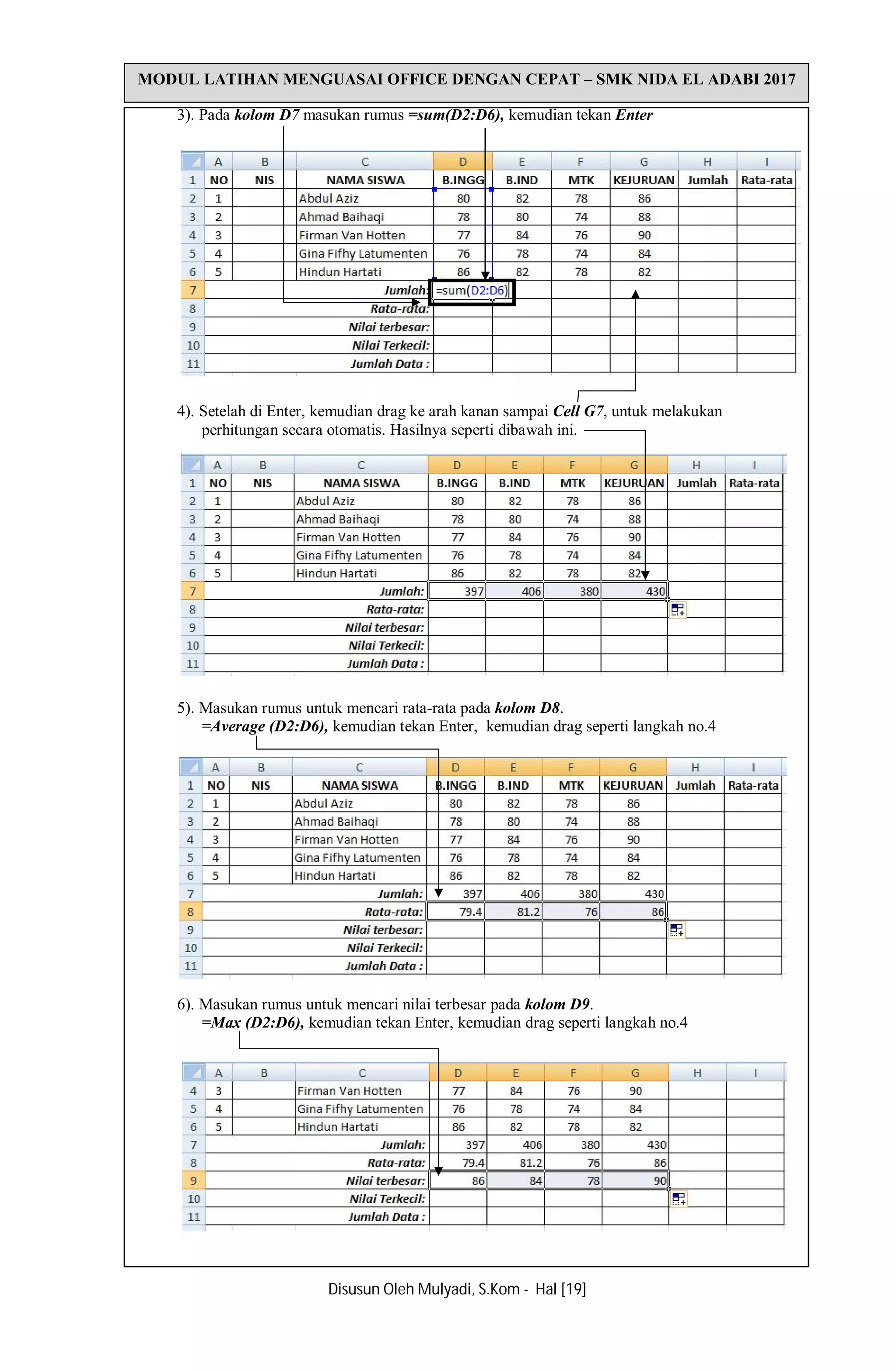 MODUL PELATIHAN MICROSOFT OFFICE WORD DAN EXCEL TINGKAT SMK | PDF