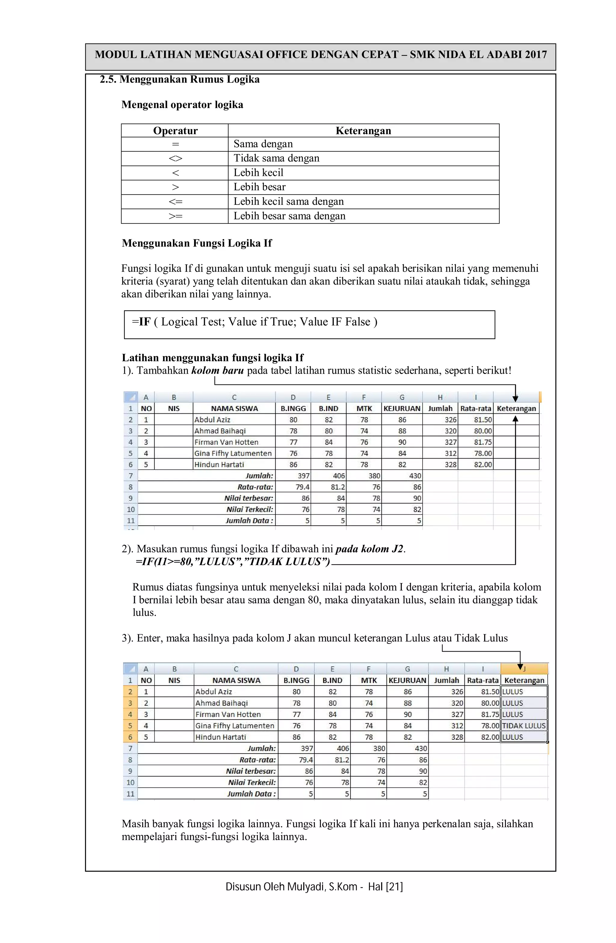 MODUL PELATIHAN MICROSOFT OFFICE WORD DAN EXCEL TINGKAT SMK | PDF
