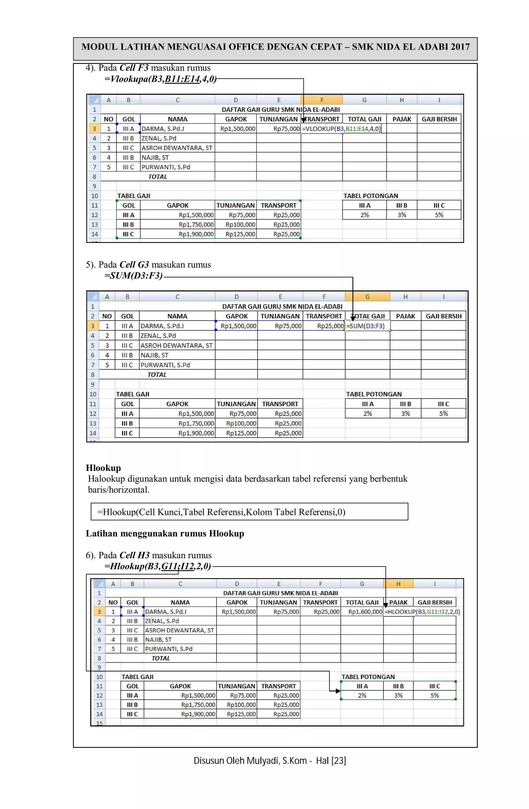 MODUL PELATIHAN MICROSOFT OFFICE WORD DAN EXCEL TINGKAT SMK | PDF