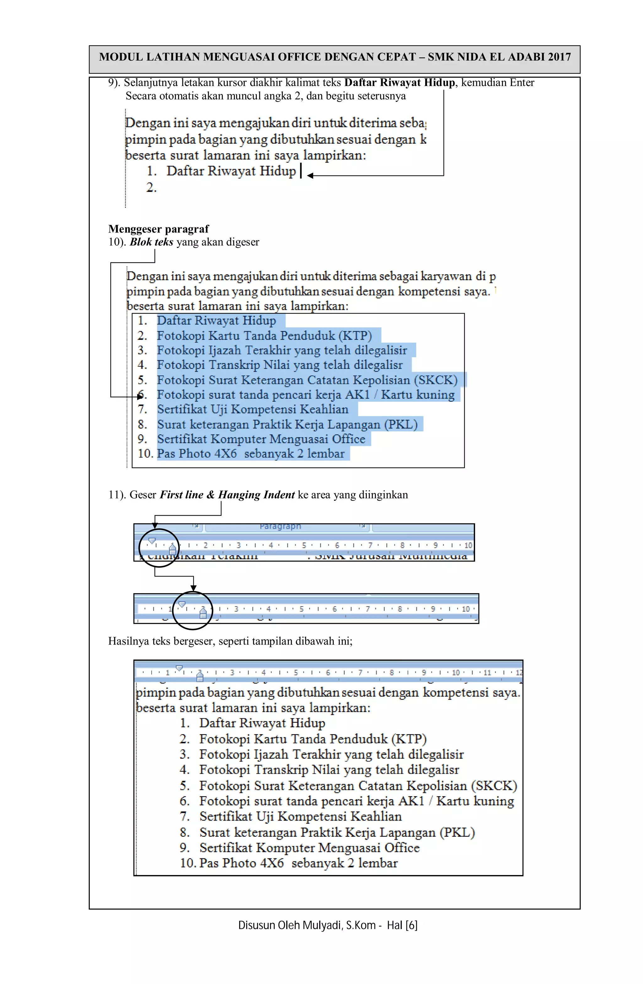 MODUL PELATIHAN MICROSOFT OFFICE WORD DAN EXCEL TINGKAT SMK | PDF
