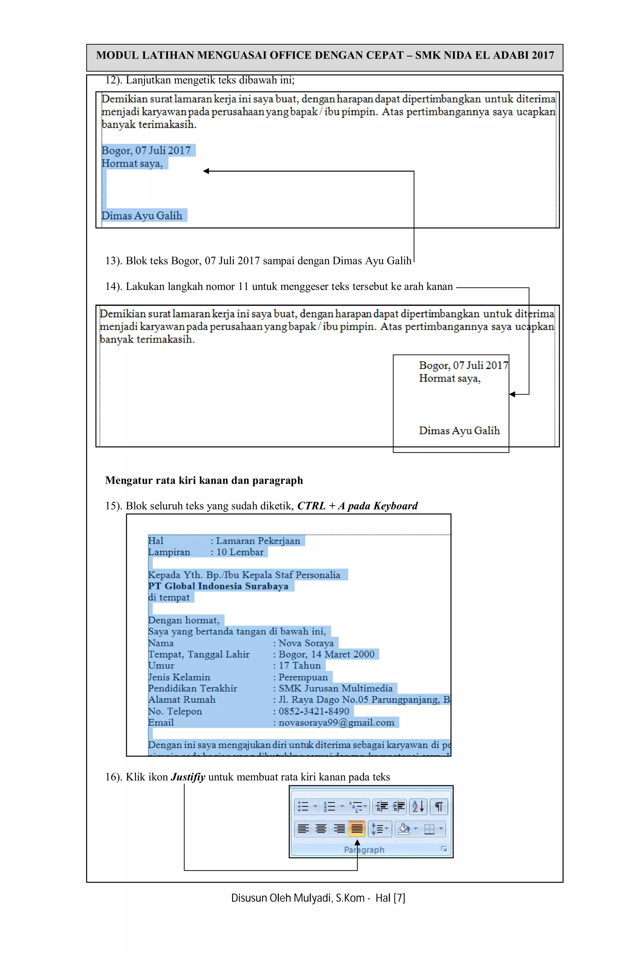 MODUL PELATIHAN MICROSOFT OFFICE WORD DAN EXCEL TINGKAT SMK | PDF
