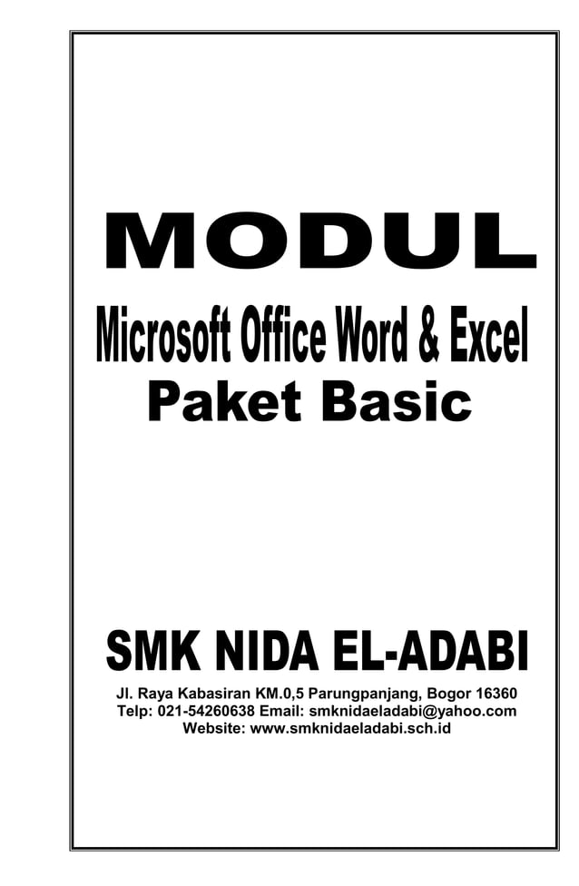MODUL PELATIHAN MICROSOFT OFFICE WORD DAN EXCEL TINGKAT SMK | PDF