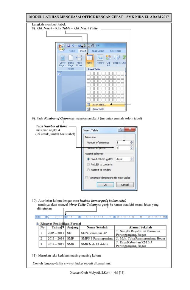 MODUL PELATIHAN MICROSOFT OFFICE WORD DAN EXCEL TINGKAT SMK | PDF