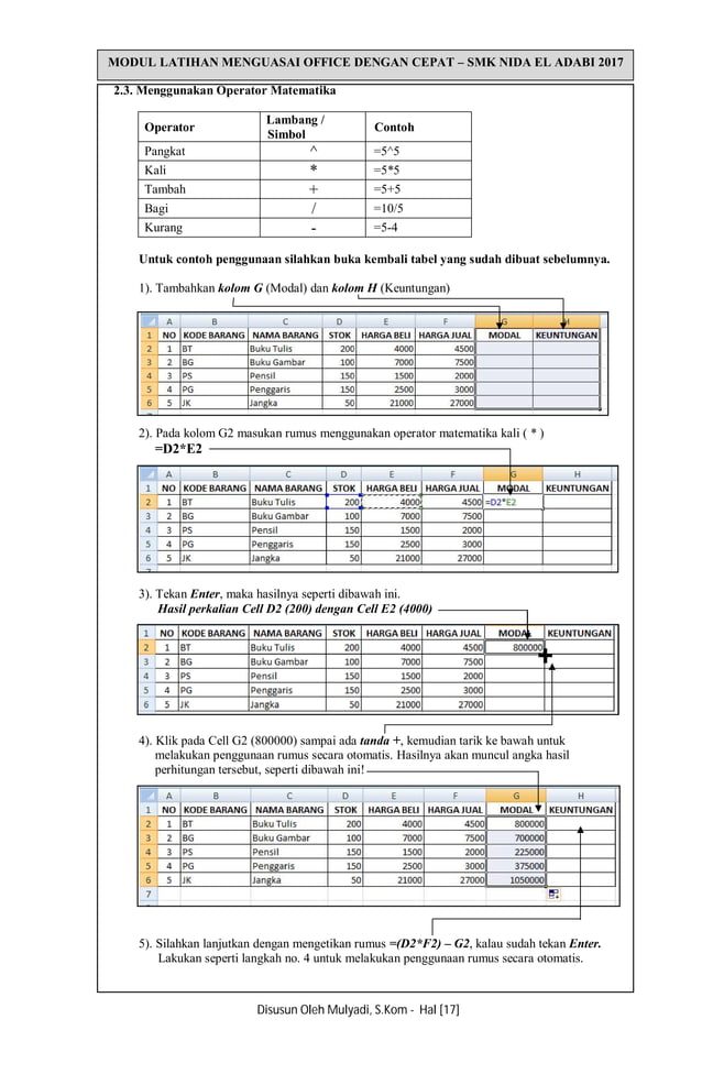 MODUL PELATIHAN MICROSOFT OFFICE WORD DAN EXCEL TINGKAT SMK | PDF