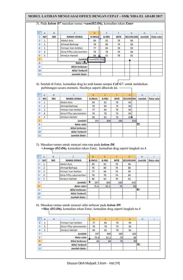 MODUL PELATIHAN MICROSOFT OFFICE WORD DAN EXCEL TINGKAT SMK | PDF