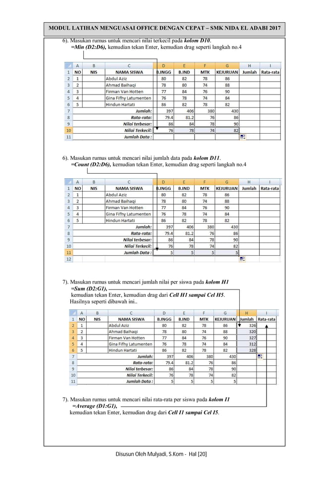 MODUL PELATIHAN MICROSOFT OFFICE WORD DAN EXCEL TINGKAT SMK | PDF