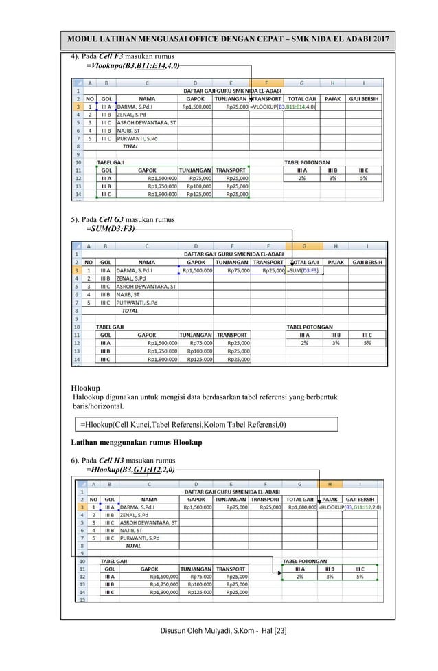 MODUL PELATIHAN MICROSOFT OFFICE WORD DAN EXCEL TINGKAT SMK | PDF