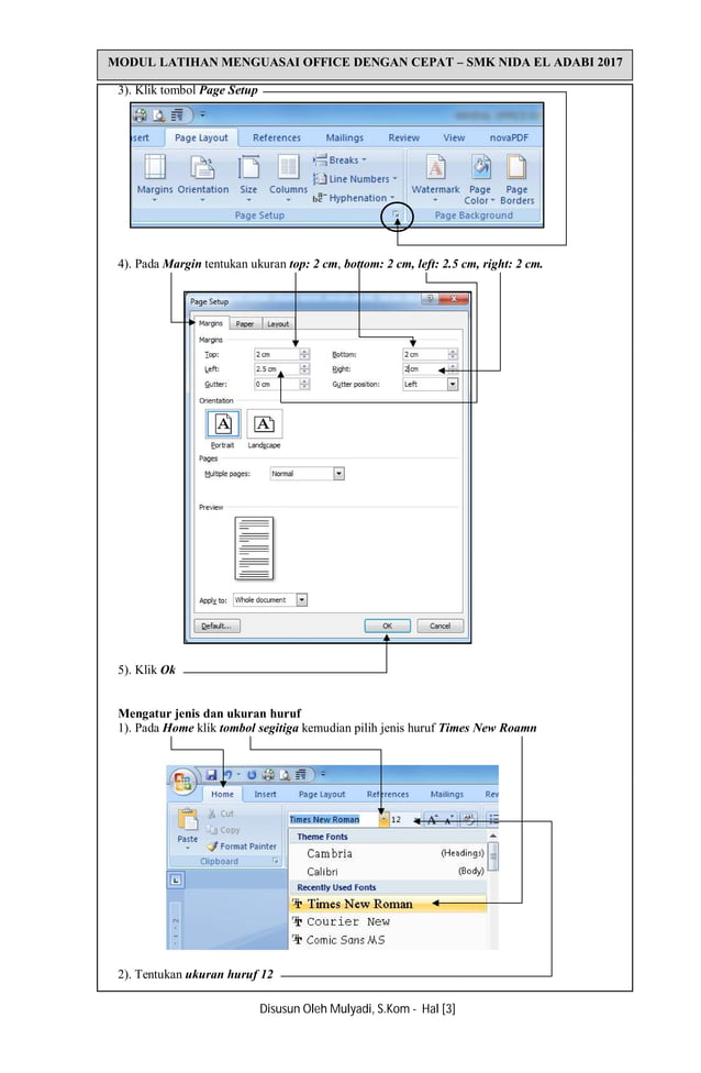 MODUL PELATIHAN MICROSOFT OFFICE WORD DAN EXCEL TINGKAT SMK | PDF