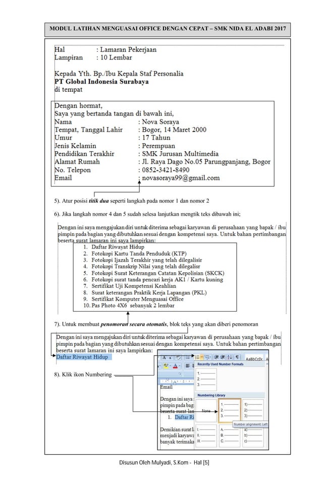 MODUL PELATIHAN MICROSOFT OFFICE WORD DAN EXCEL TINGKAT SMK | PDF