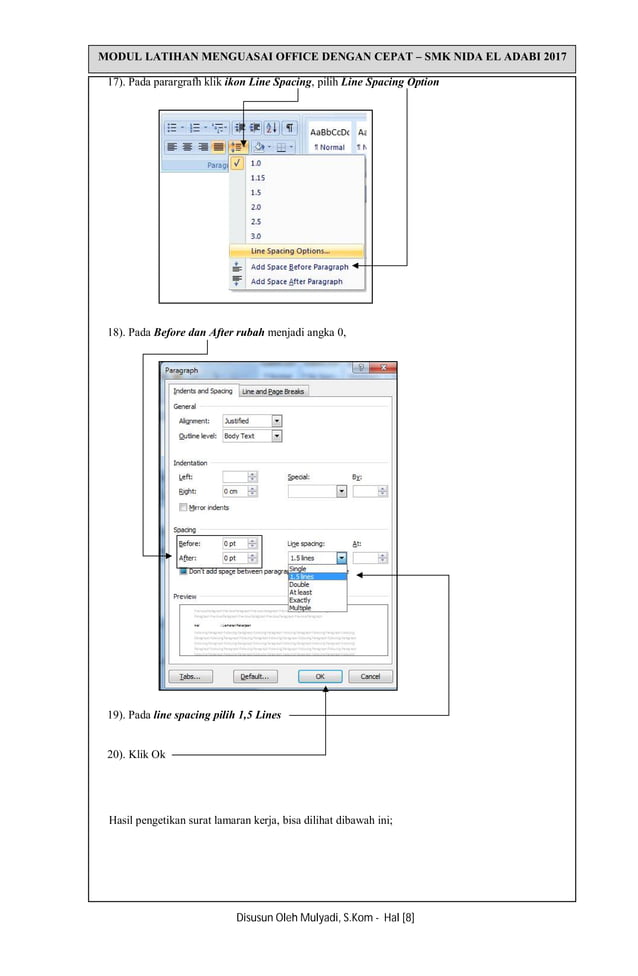 MODUL PELATIHAN MICROSOFT OFFICE WORD DAN EXCEL TINGKAT SMK | PDF
