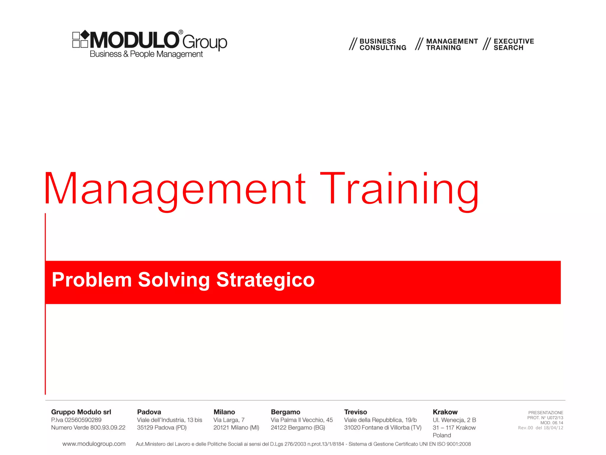 Modulo Group - Management Training - Problem Solving Strategico | PPT
