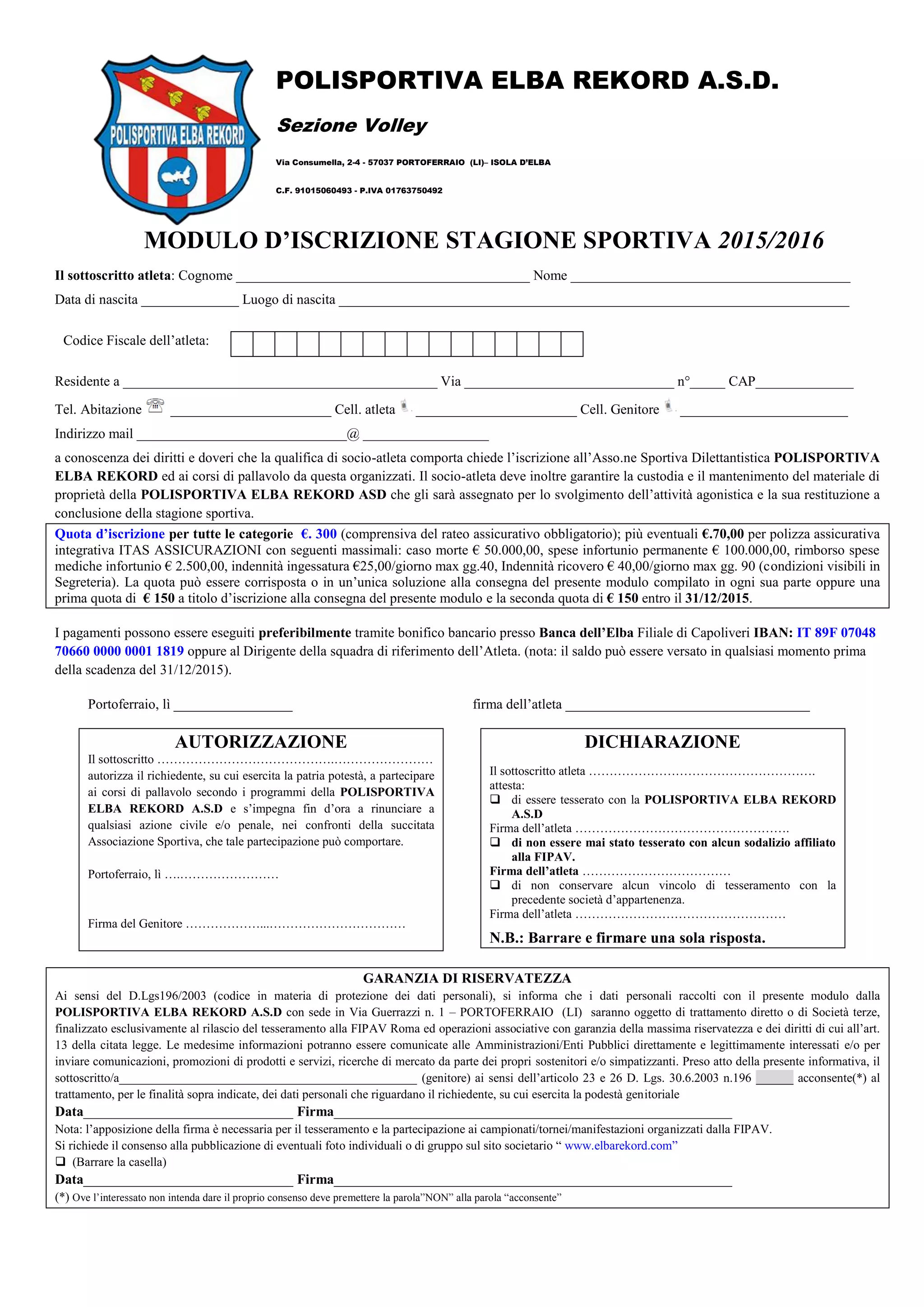 Modulo iscrizione 2015/2016 | PDF
