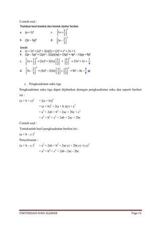 Modul operasi dan faktorisasi hitung aljabar | DOCX
