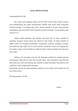 Modul operasi dan faktorisasi hitung aljabar | DOCX