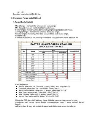Modul operasi hitung ms.excel | PDF