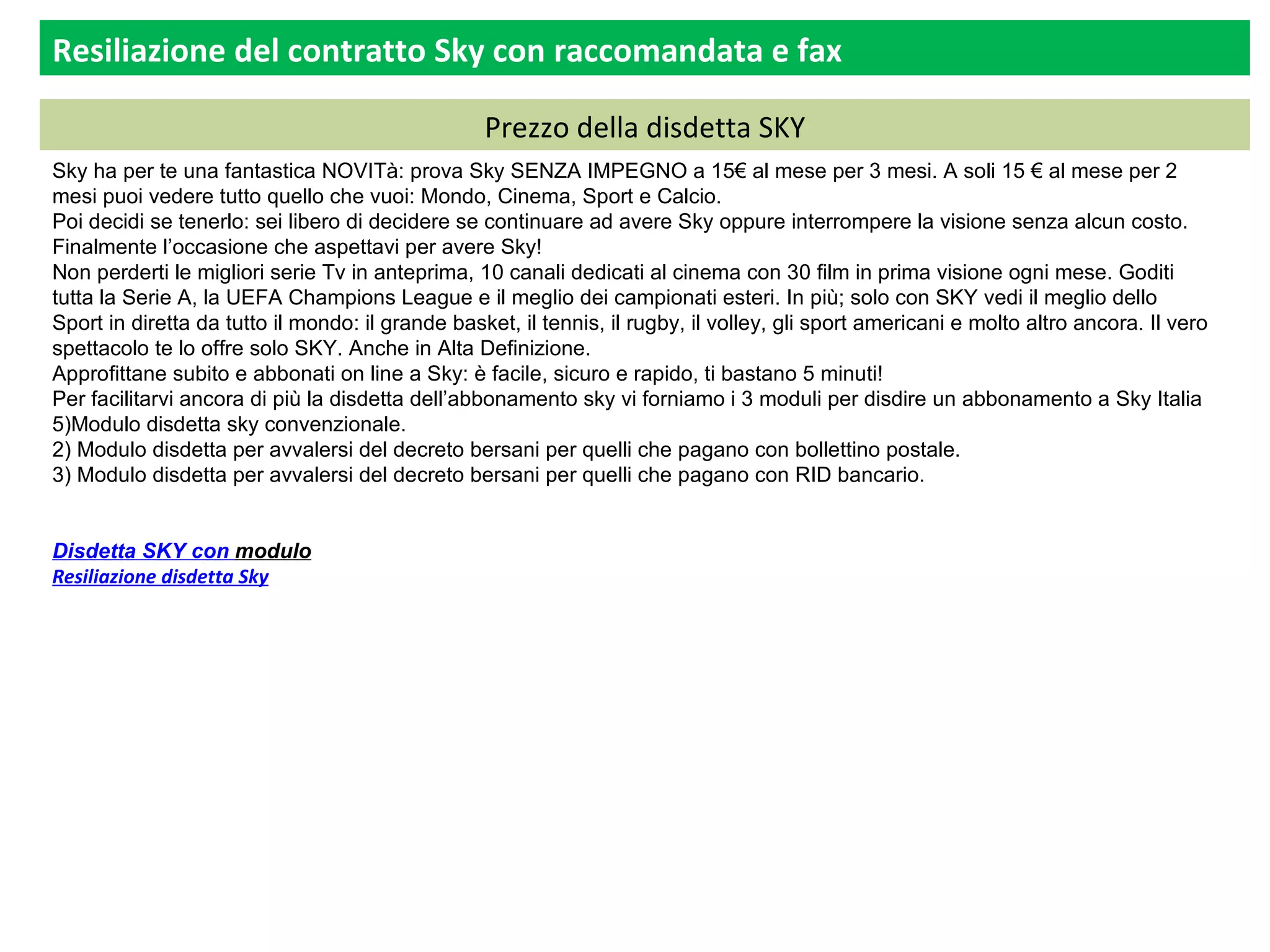 Modulo per disdetta sky 2 | PPT