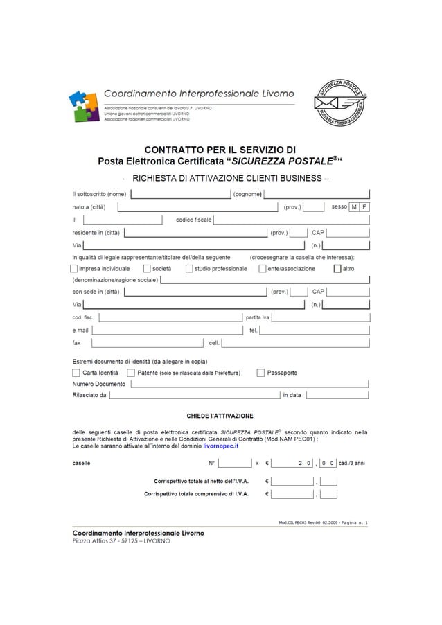 Modulo richiesta pec | PDF
