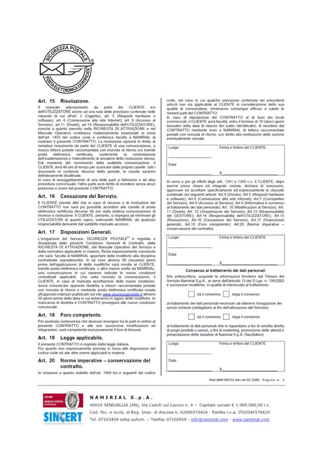 Modulo richiesta pec | PDF