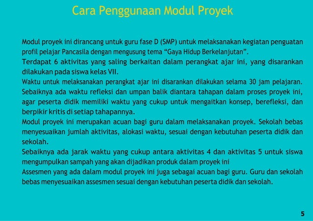 Modul P5 Projek Gaya Hidup Berkelanjutan - Sampahku, tanggung jawabku - Fase D.docx