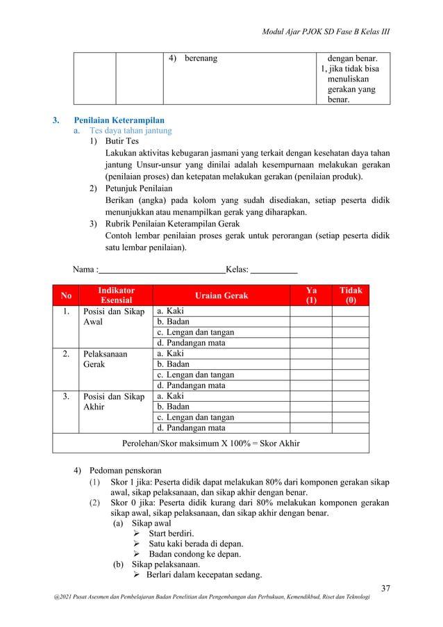 Modul Ajar Kurikulum Merdeka (PJOK) Kelas 3 | PDF