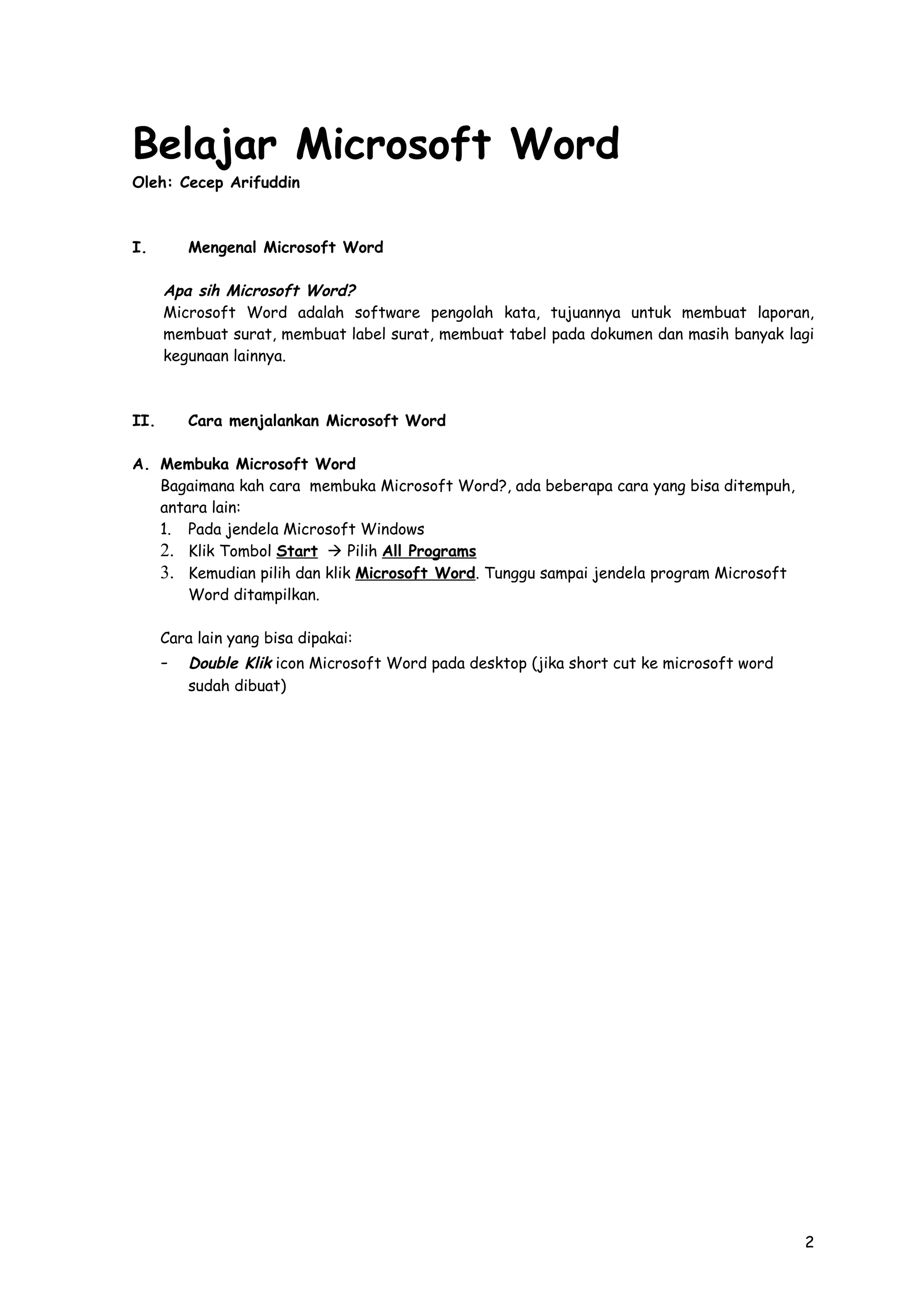 Modul Panduan Belajar Ms Word 2007 Pdf