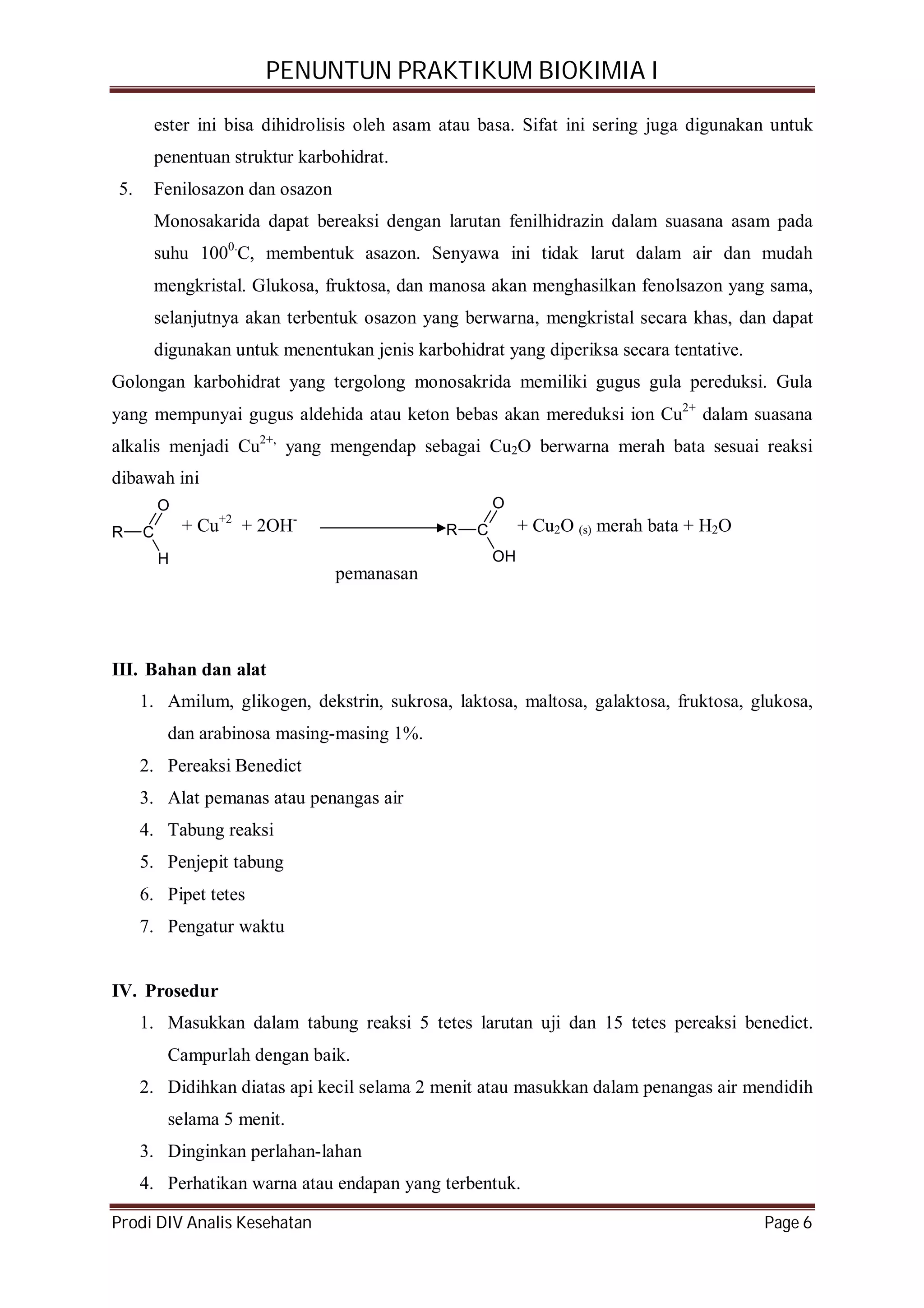 Modul panduan praktikum biokimia 1 | PDF
