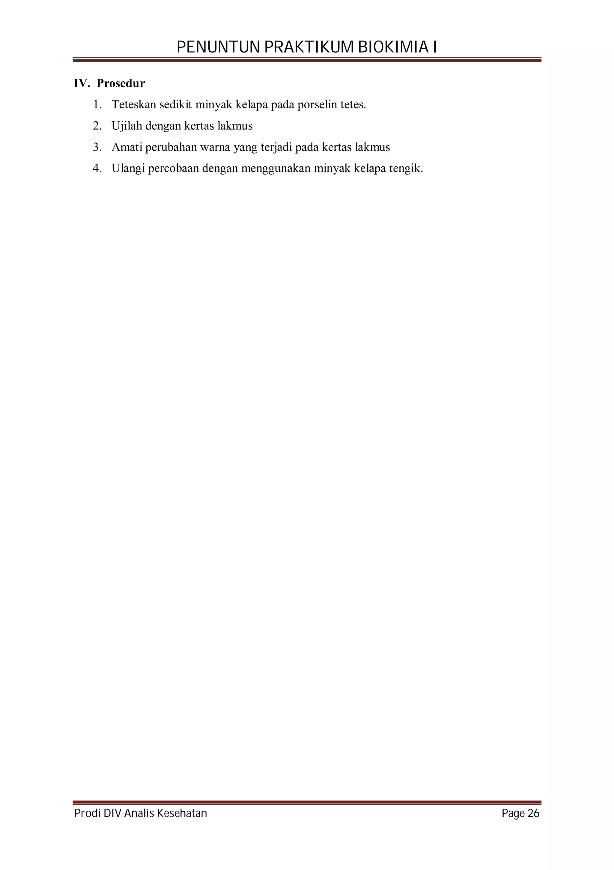 Modul panduan praktikum biokimia 1 | PDF