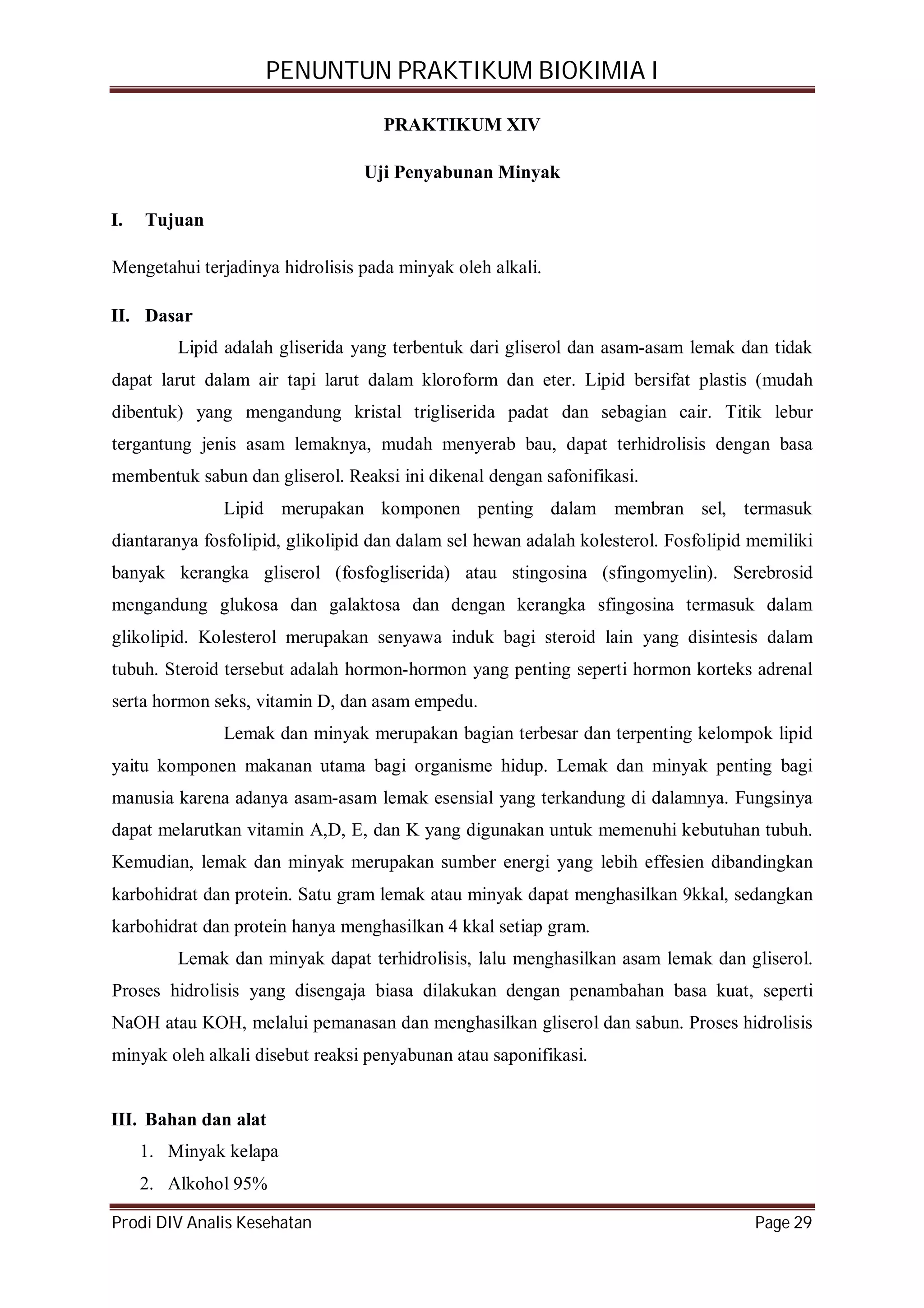 Modul panduan praktikum biokimia 1 | PDF