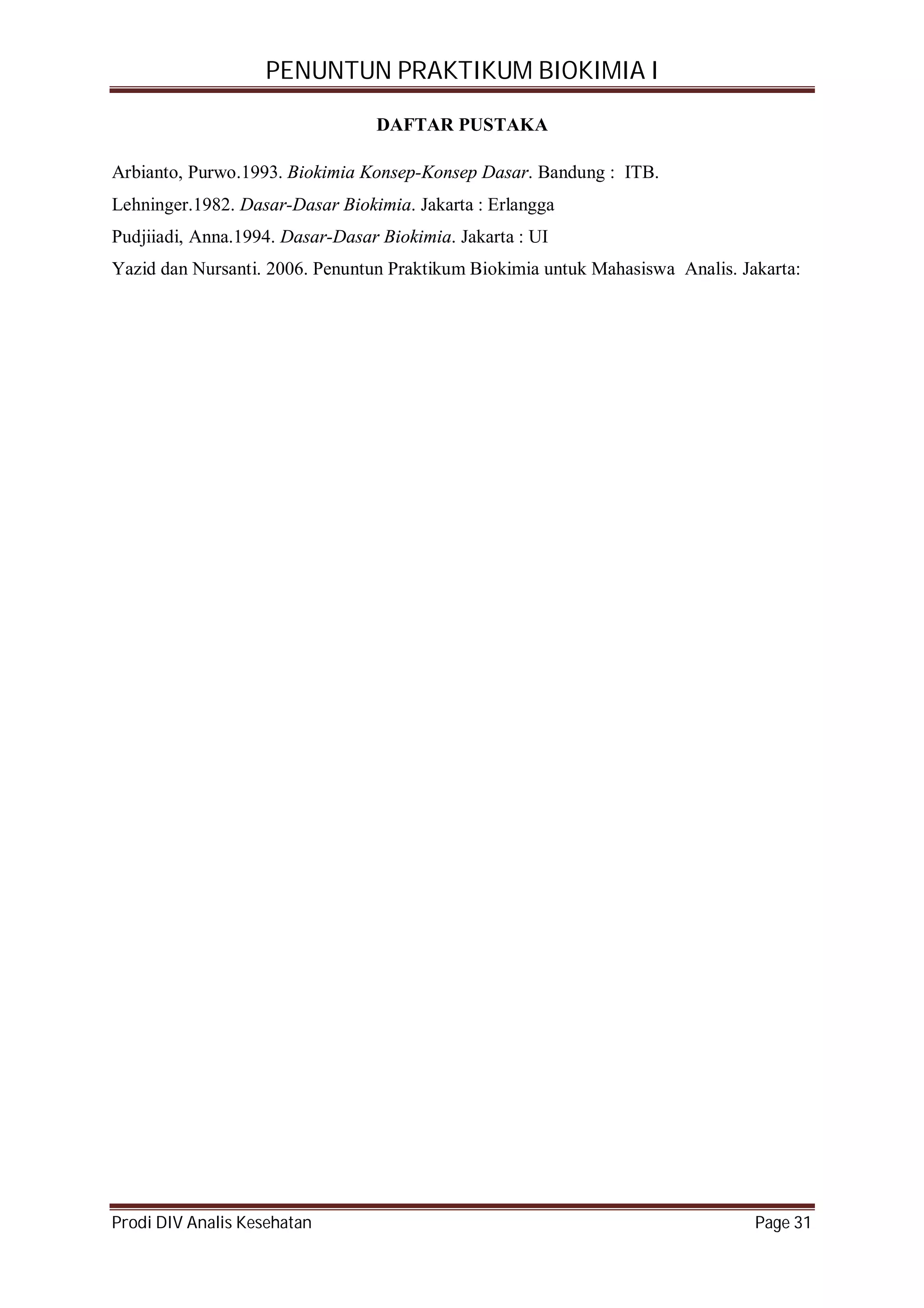 Modul panduan praktikum biokimia 1 | PDF