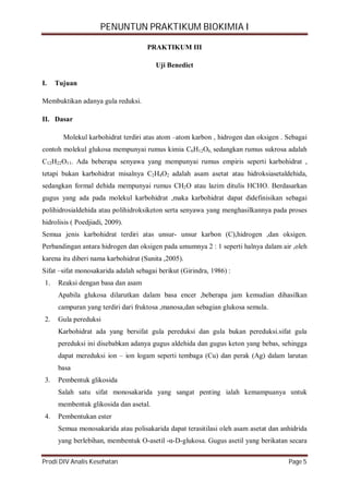 Modul panduan praktikum biokimia 1 | PDF