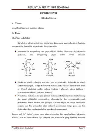 Modul panduan praktikum biokimia 1 | PDF