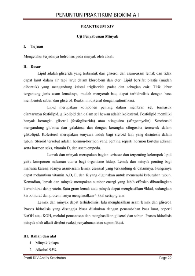 Modul panduan praktikum biokimia 1 | PDF