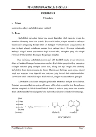 Modul panduan praktikum biokimia 1 | PDF
