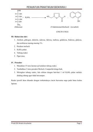 Modul panduan praktikum biokimia 1 | PDF