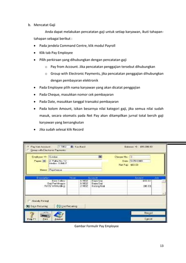 Modul payroll myob v13 | PDF
