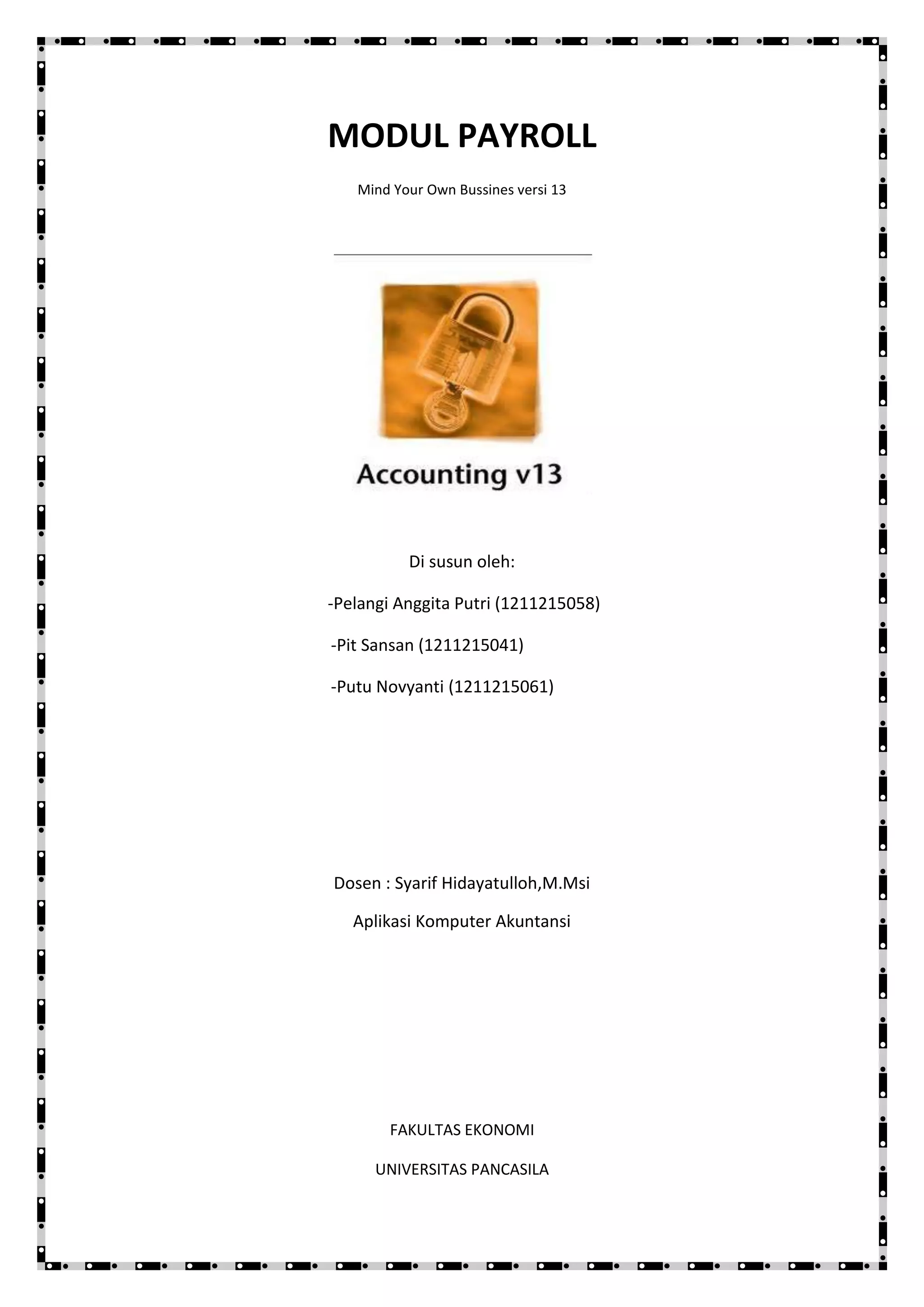 Modul payroll myob v13 full | DOCX