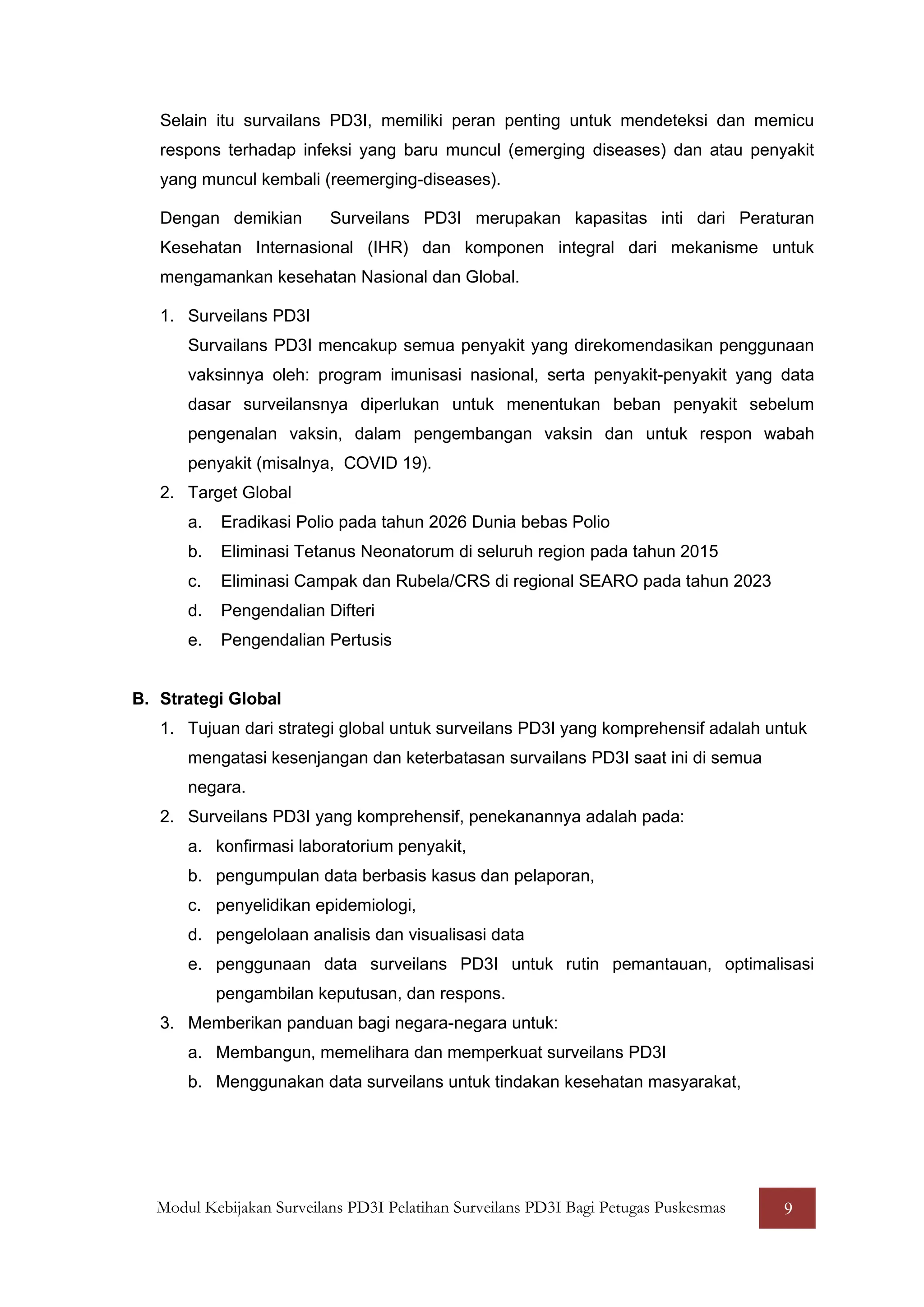 KEBIJAKAN SURVEILANS PENYAKIT YANG BISA DICEGAH DENGAN IMUNISASI (PD3I) | PDF