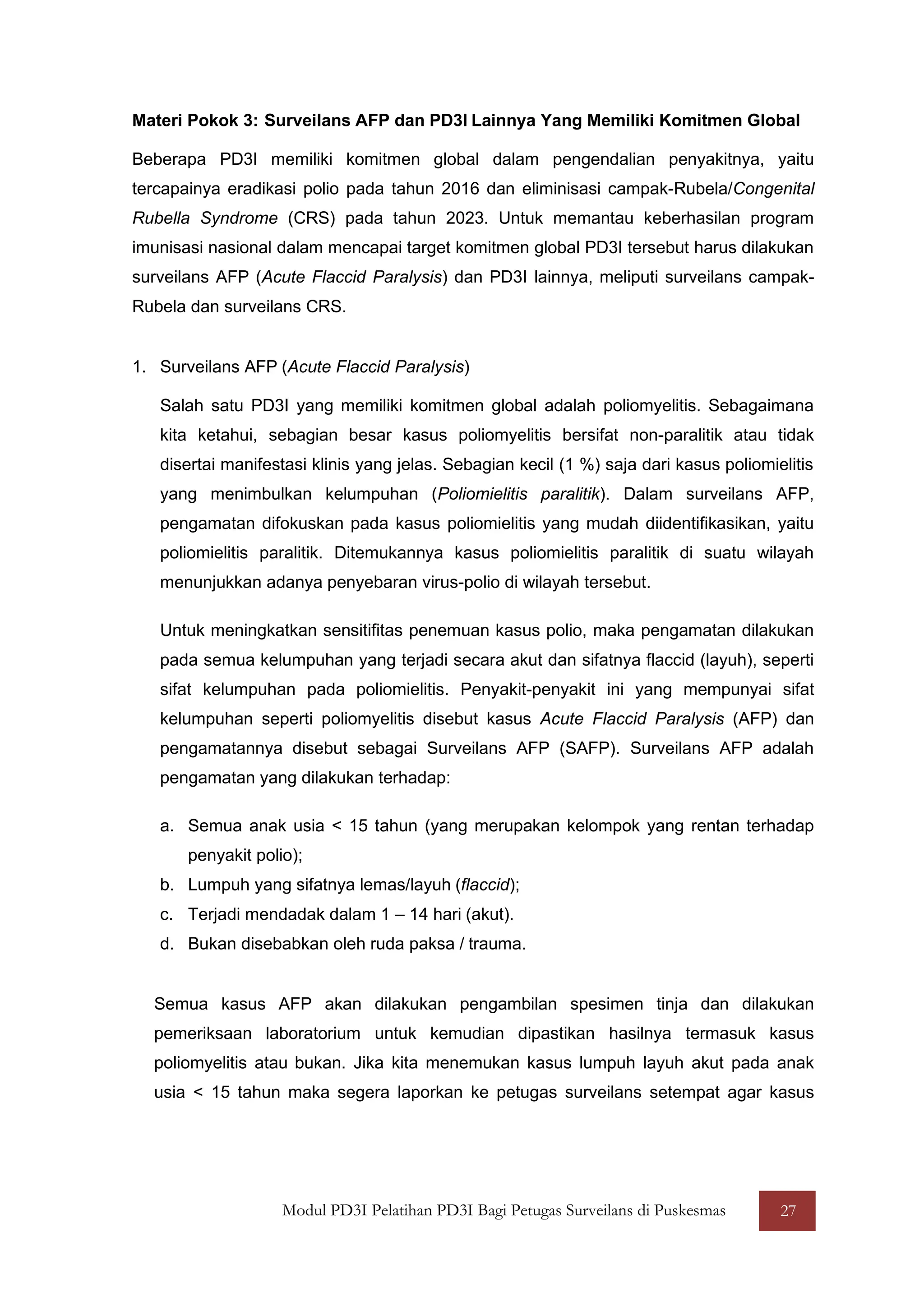 KEBIJAKAN SURVEILANS PENYAKIT YANG BISA DICEGAH DENGAN IMUNISASI (PD3I) | PDF