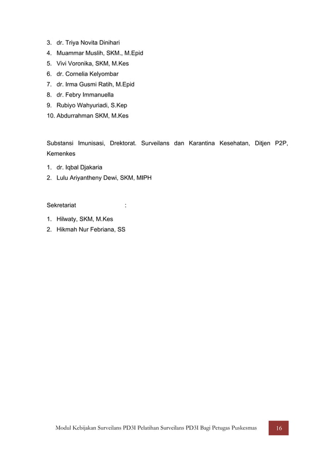 KEBIJAKAN SURVEILANS PENYAKIT YANG BISA DICEGAH DENGAN IMUNISASI (PD3I) | PDF