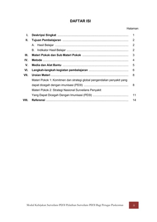 KEBIJAKAN SURVEILANS PENYAKIT YANG BISA DICEGAH DENGAN IMUNISASI (PD3I) | PDF