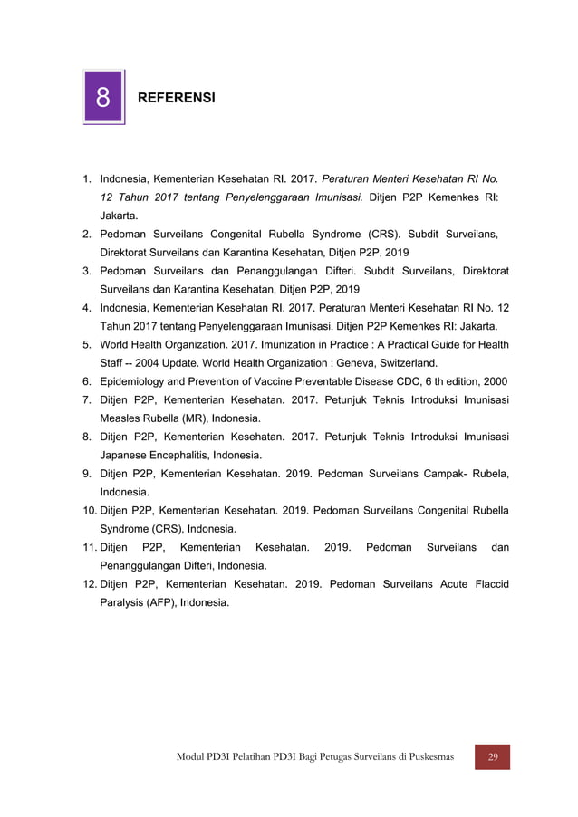 KEBIJAKAN SURVEILANS PENYAKIT YANG BISA DICEGAH DENGAN IMUNISASI (PD3I) | PDF