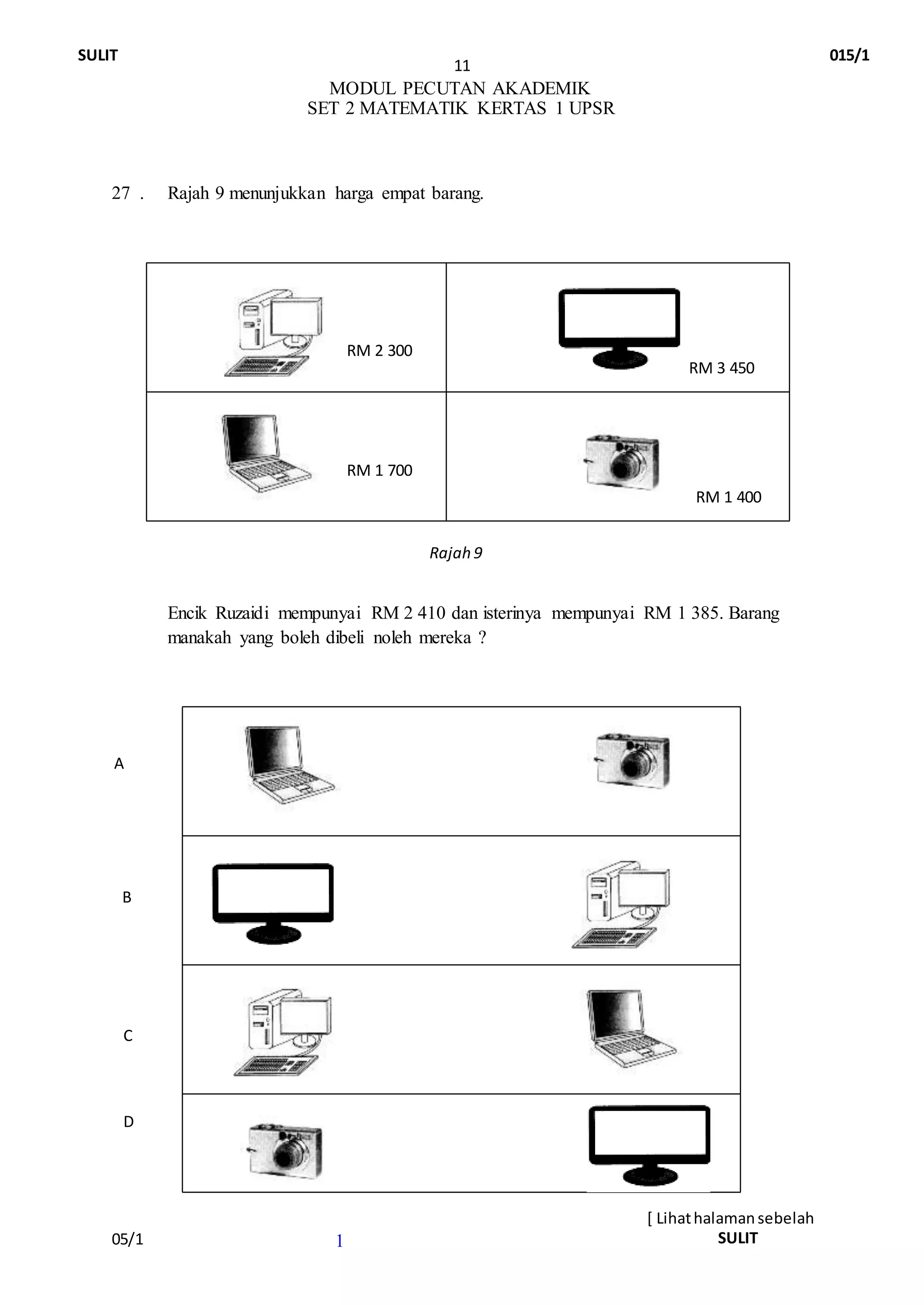 Modul pecutan upsr matematik | DOC