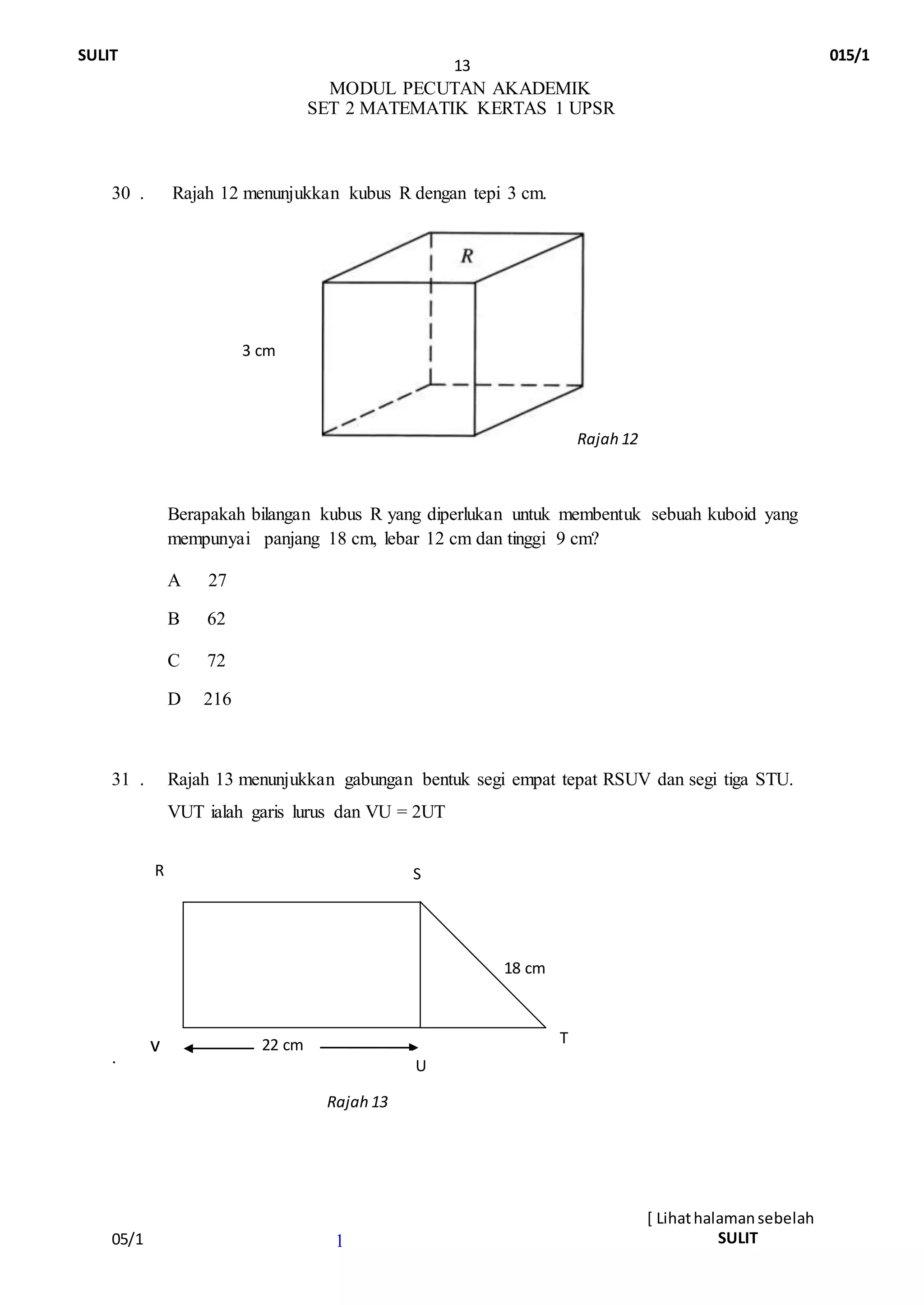 Modul pecutan upsr matematik | DOC