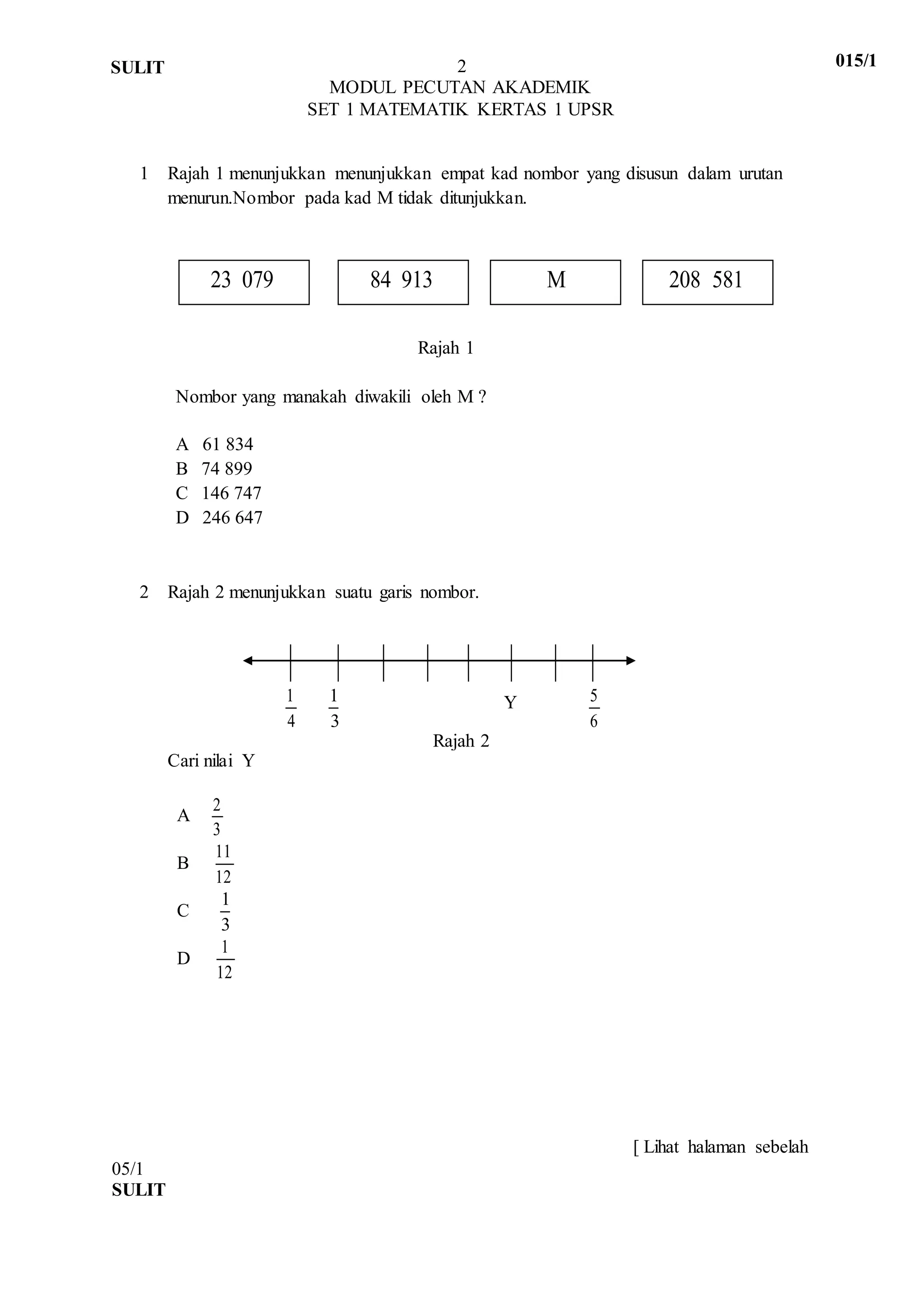Modul pecutan upsr matematik | DOC